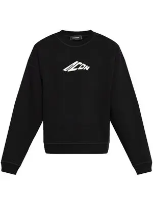 Dsquared2 Cotton Stamp-effect Graphic Print Crew Neck Sweatshirt - Black