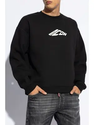 Dsquared2 Cotton Stamp-effect Graphic Print Crew Neck Sweatshirt - Black