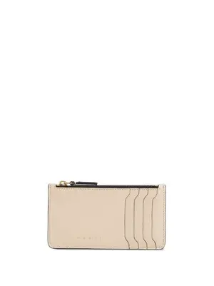 Marni Zipped Leather Card Case - Neutrals