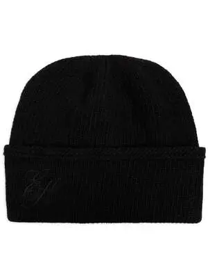 Emporio Armani Embroidered-logo Wool Beanie - Black