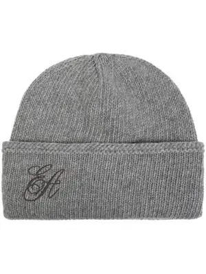 Emporio Armani Embroidered-logo Wool Beanie - Grey