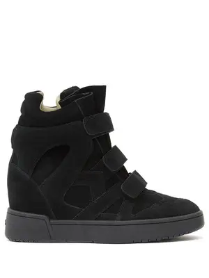 Isabel Marant Étoile High Top Wedge Sneakers With Touch Fastening - Black