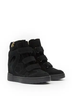 Isabel Marant Étoile High Top Wedge Sneakers With Touch Fastening - Black