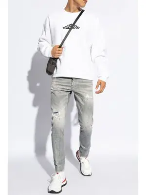 Dsquared2 Cotton Blend Crewneck Sweatshirt With Graphic Stamp - White