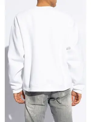 Dsquared2 Cotton Blend Crewneck Sweatshirt With Graphic Stamp - White