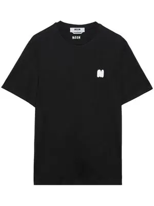 MSGM Logo-appliqué Cotton T-shirt - Black