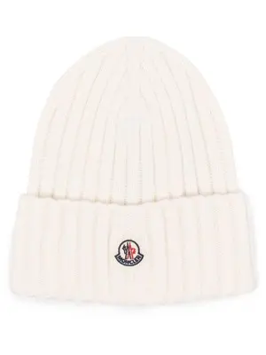 Moncler Logo-patch Ribbed Beanie - White