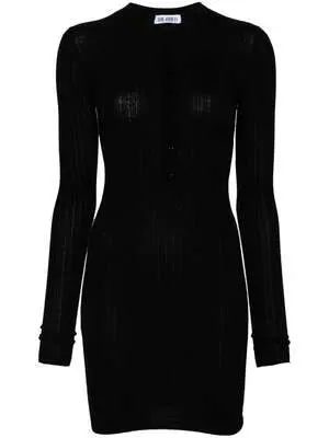 Attico Ribbed-knit Mini Dress - Black