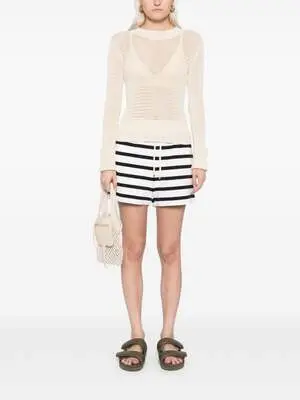 FRAME Striped Varsity Shorts - White