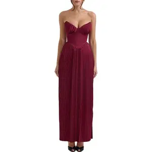 HOUSE OF CB HOUSE OF CB Marcella Strapless Pleated Georgette Gown