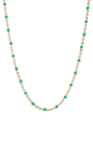 SET & STONES Kaz Bead Station Chain Necklace - Gold/emerald
