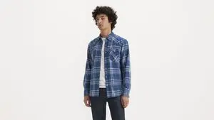 LEVI'S Classic Standard Fit Western Shirt Chambray - Crater Indigo Plaid
