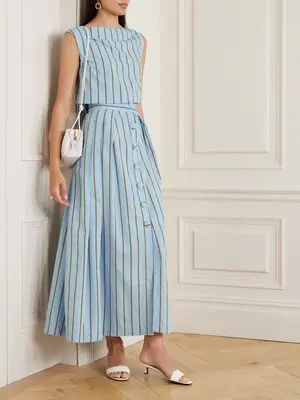 DESTREE Richard Cropped Striped Top - Blue