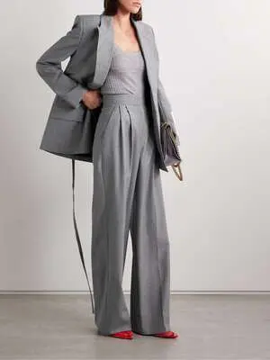 Erdem Pleated Wool Straight-leg Trousers