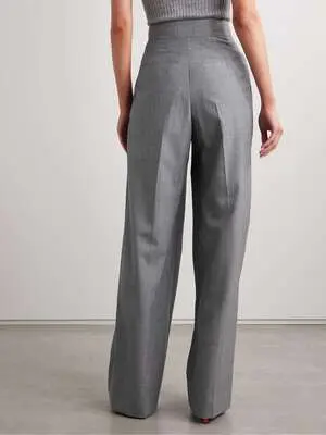 Erdem Pleated Wool Straight-leg Trousers