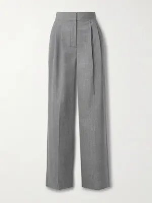 Erdem Pleated Wool Straight-leg Trousers