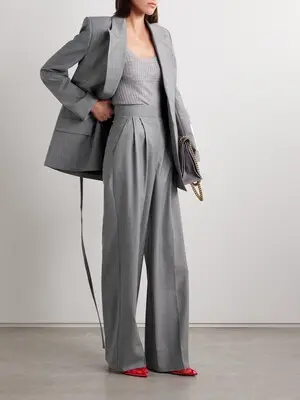 Erdem Pleated Wool Straight-leg Trousers