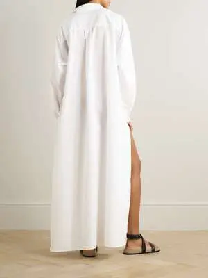 the frankie shop avery oversized striped twill maxi shirt dress Avery Shirt Dress