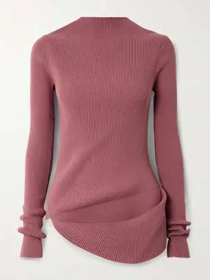Rick Owens Babel Asymmetric Ribbed-knit Sweater