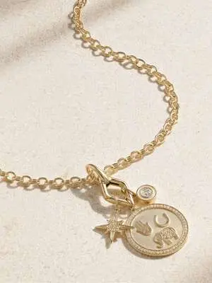 SYDNEY EVAN Icon Combo 14-karat Diamond And Enamel Necklace