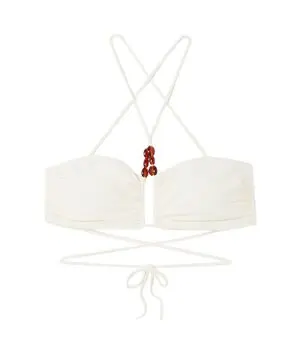 Magda Butrym Bead-embellished Bikini Top - Cream