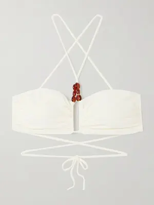 Magda Butrym Bead-embellished Bikini Top - Neutrals