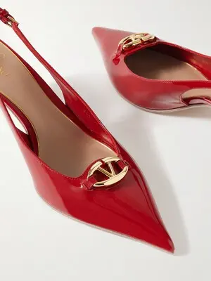 Valentino Garavani Vlogo Bold 60 Patent-leather Slingback Pumps