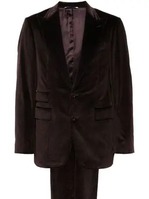 Canali Corduroy Single-breasted Suit - Red