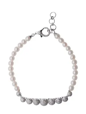 Shay 18kt Gold Pearl And Diamond Bracelet - White