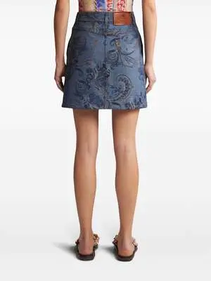 Etro Jacquard Denim Mini Skirt