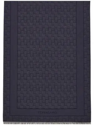 FERRAGAMO Gancini-jacquard Stole - Blue