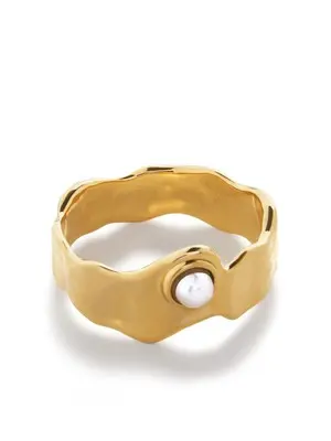 Monica Vinader Capri Pearl Stacking Ring - Gold