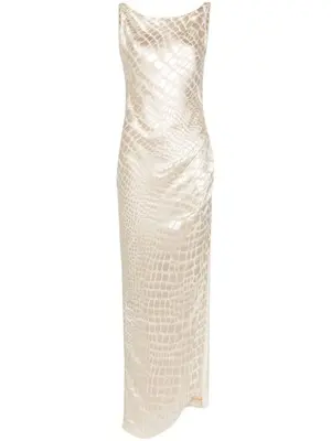 Blumarine Devoré-effect Sleeveless Dress