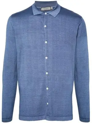 Canali Polo-collar Cardigan - Blue