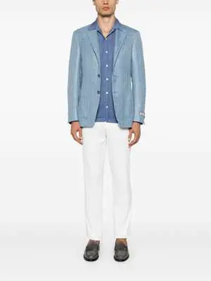 Canali Polo-collar Cardigan - Blue
