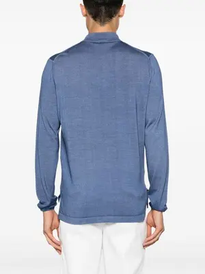 Canali Polo-collar Cardigan - Blue