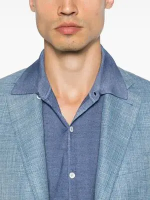 Canali Polo-collar Cardigan - Blue