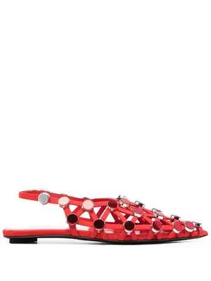 Attico Grid Ballet Flats - Red