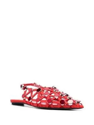 Attico Grid Ballet Flats - Red