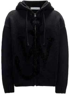 JW Anderson Anchor-logo Zip Hoodie - Black