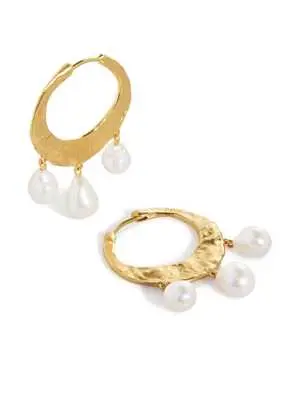 Monica Vinader Capri Baroque Pearl Hoop Earrings - Gold