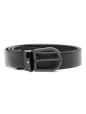 Montblanc Horseshoe-buckle Leather Belt - Black