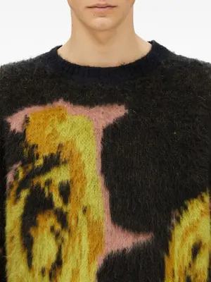 MSGM Rose Intarsia Print Jumper - Black
