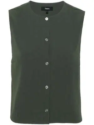 Theory Striped Crepe Vest - Green
