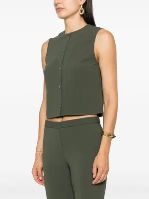 Theory Striped Crepe Vest - Green