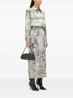 MSGM Painterly-print Long-sleeve Shirt