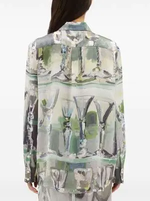 MSGM Painterly-print Long-sleeve Shirt
