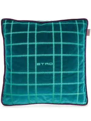 Etro Logo Plush-finish Cushion - Green