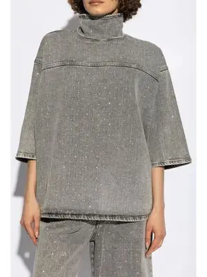 Fabiana Filippi Rhinestone-embellished Denim Top