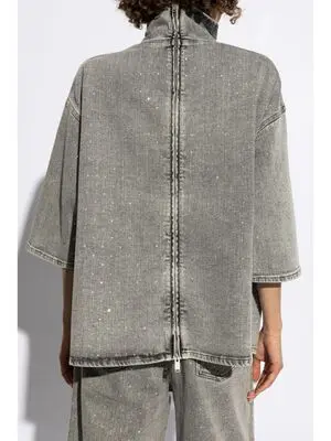 Fabiana Filippi Rhinestone-embellished Denim Top